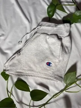 Champion | Shorts | Champion Light Heather Gray Terry Drawstring Logo ...